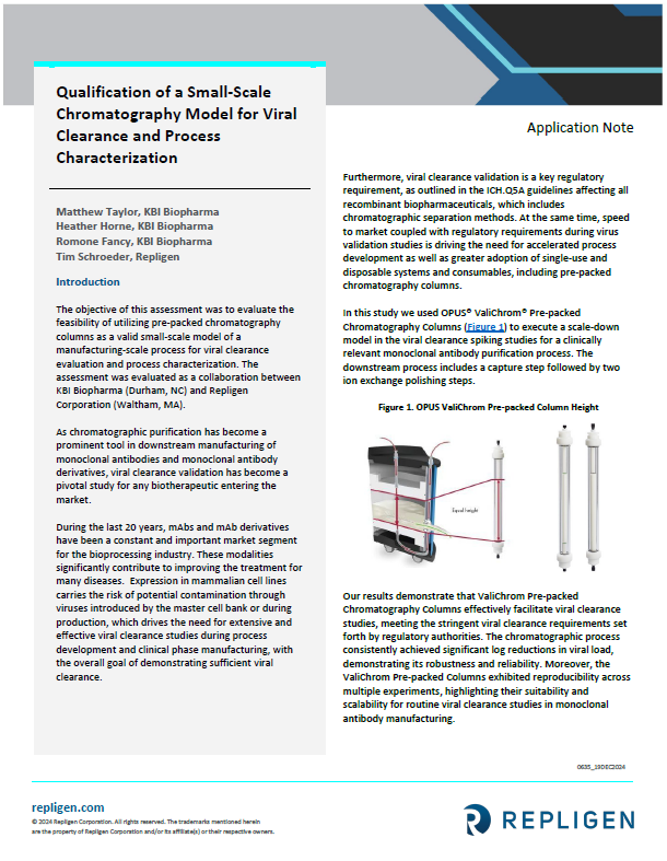 OPUS® ValiChrom® Pre-packed Chromatography Columns for Process Validation